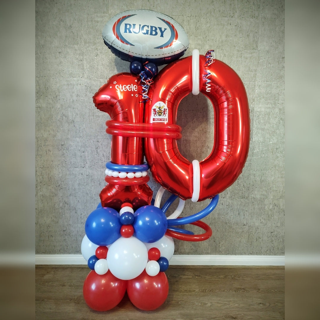 Double Number Stack THEMED Rugby - RED Age 10 upwards – BalloonsforyouUK™
