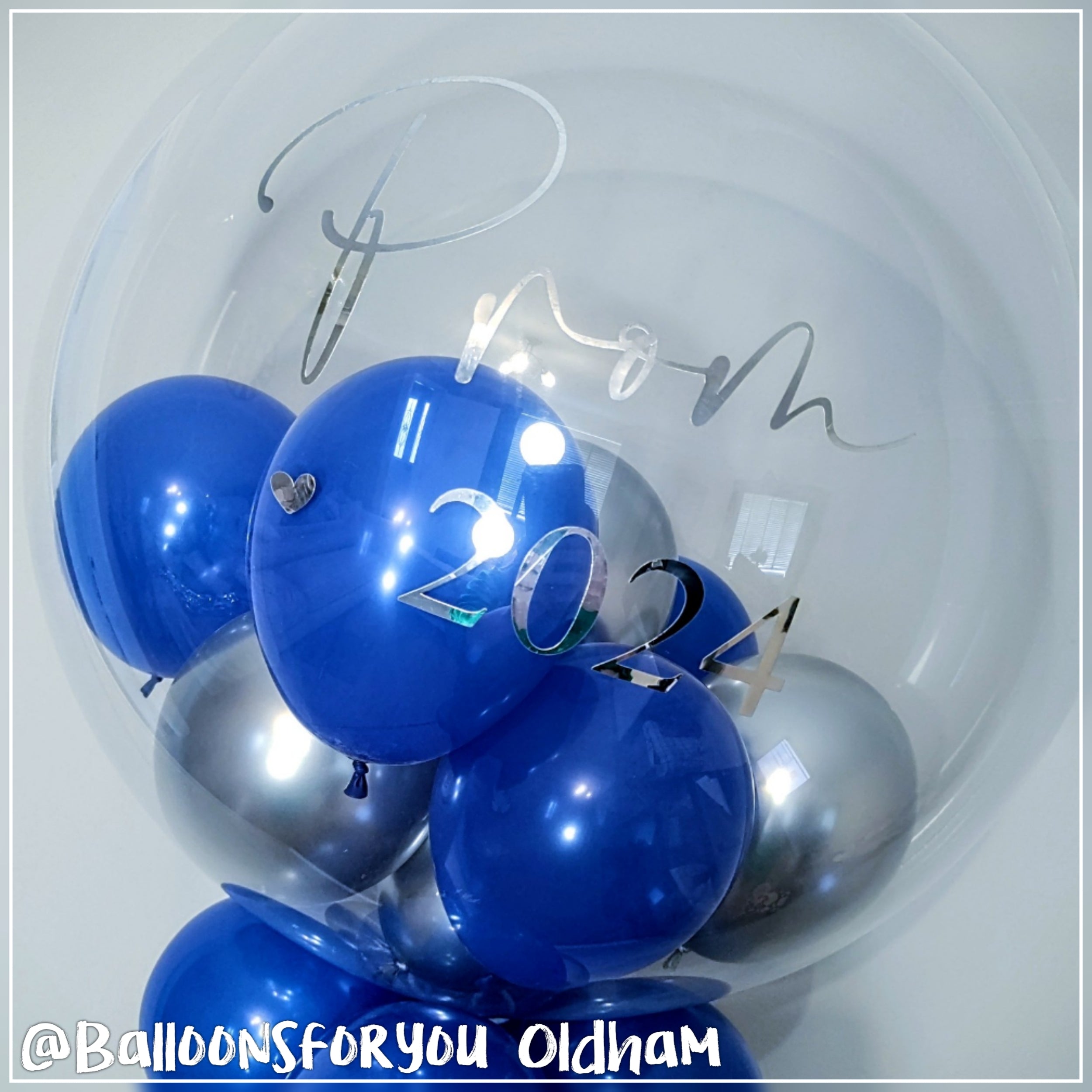 Deco Bubble 24" Clear 'Prom 2025' - Personalised CHROME lettering ...