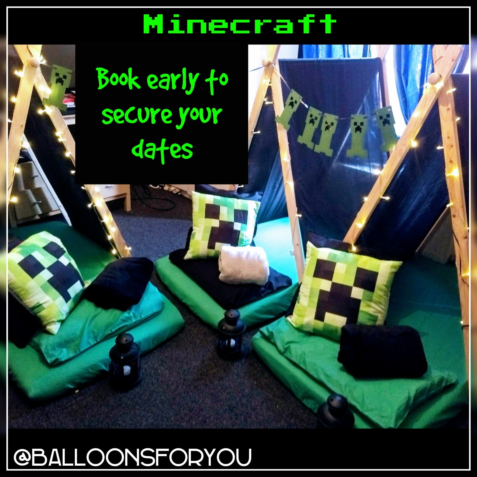 Teepee Hire: Minecraft – BalloonsforyouUK™